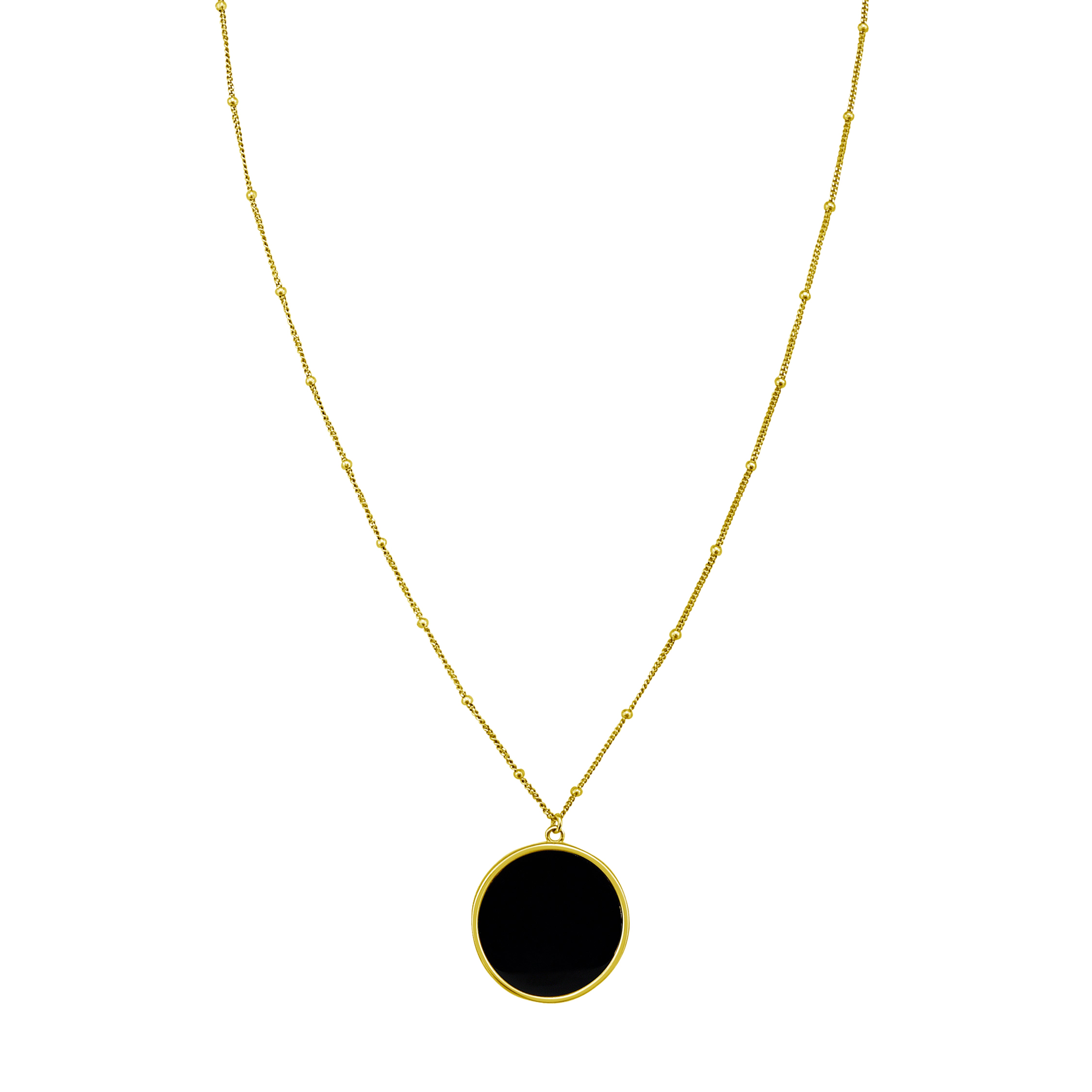 14K Onyx Inlay Circle Necklace – The Gold Connection LLC