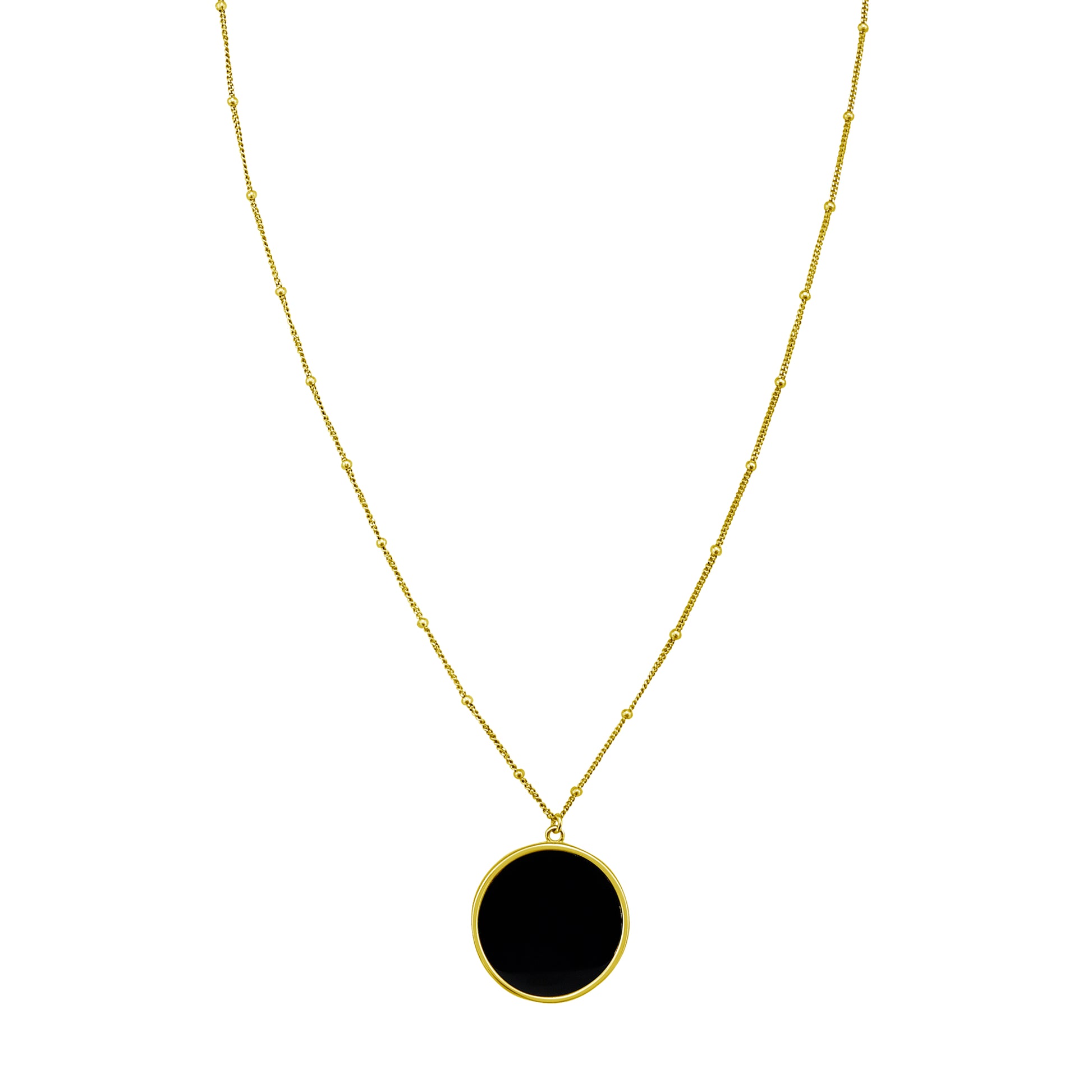 14K Onyx Inlay Circle Necklace – The Gold Connection LLC