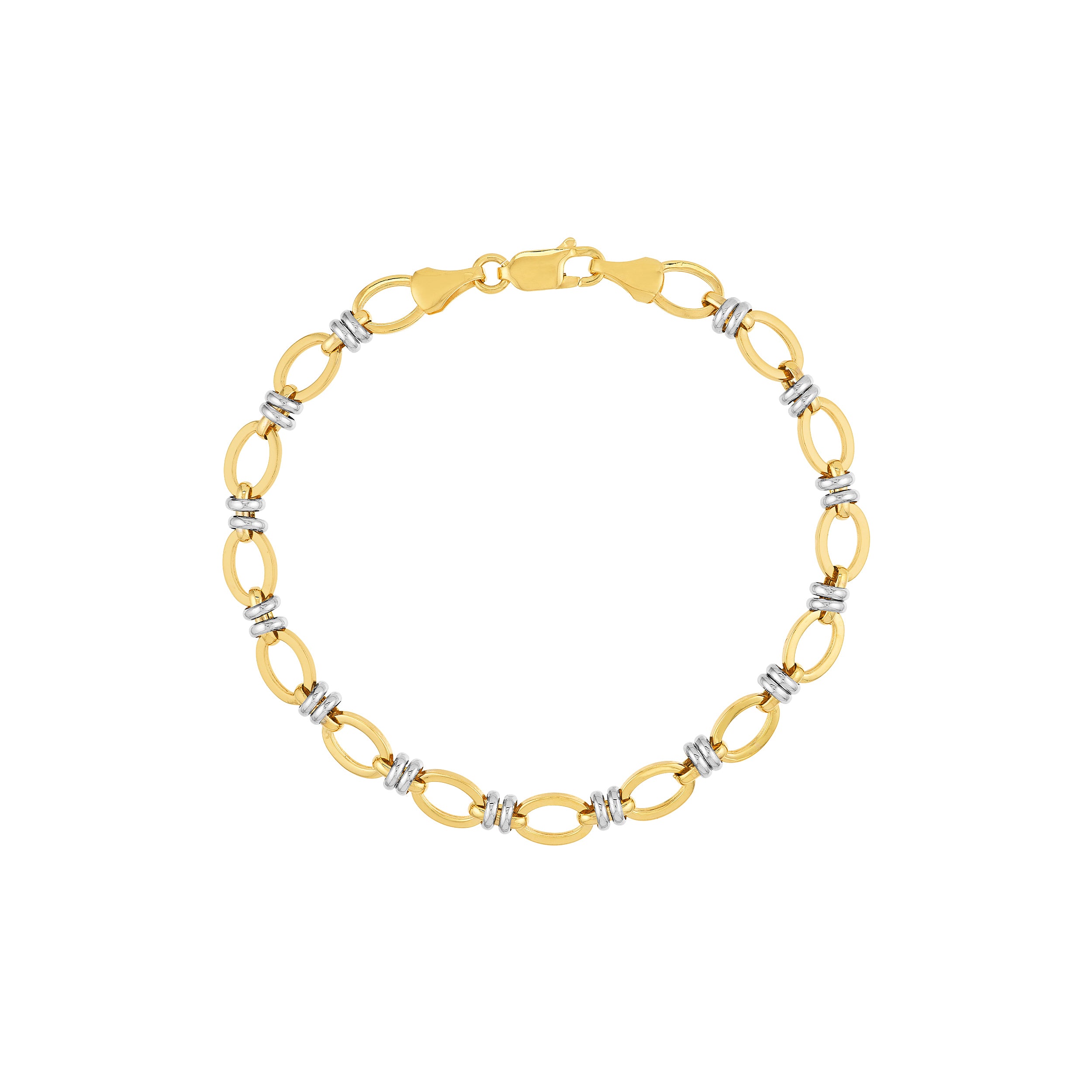 Two-Tone Flat Oval Link Bracelet – The Gold Connection LLC