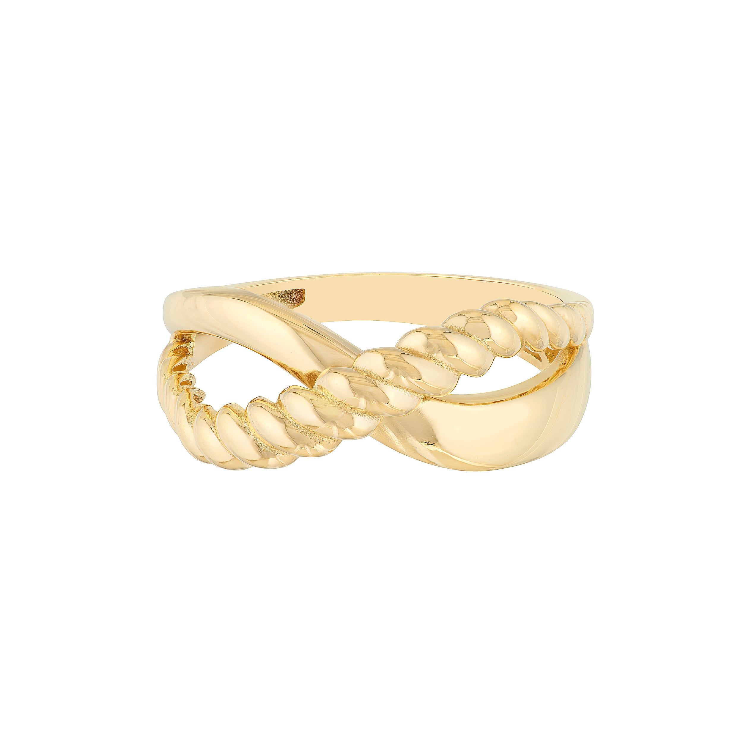 Ribbed Crossover Ring – The Gold Connection LLC
